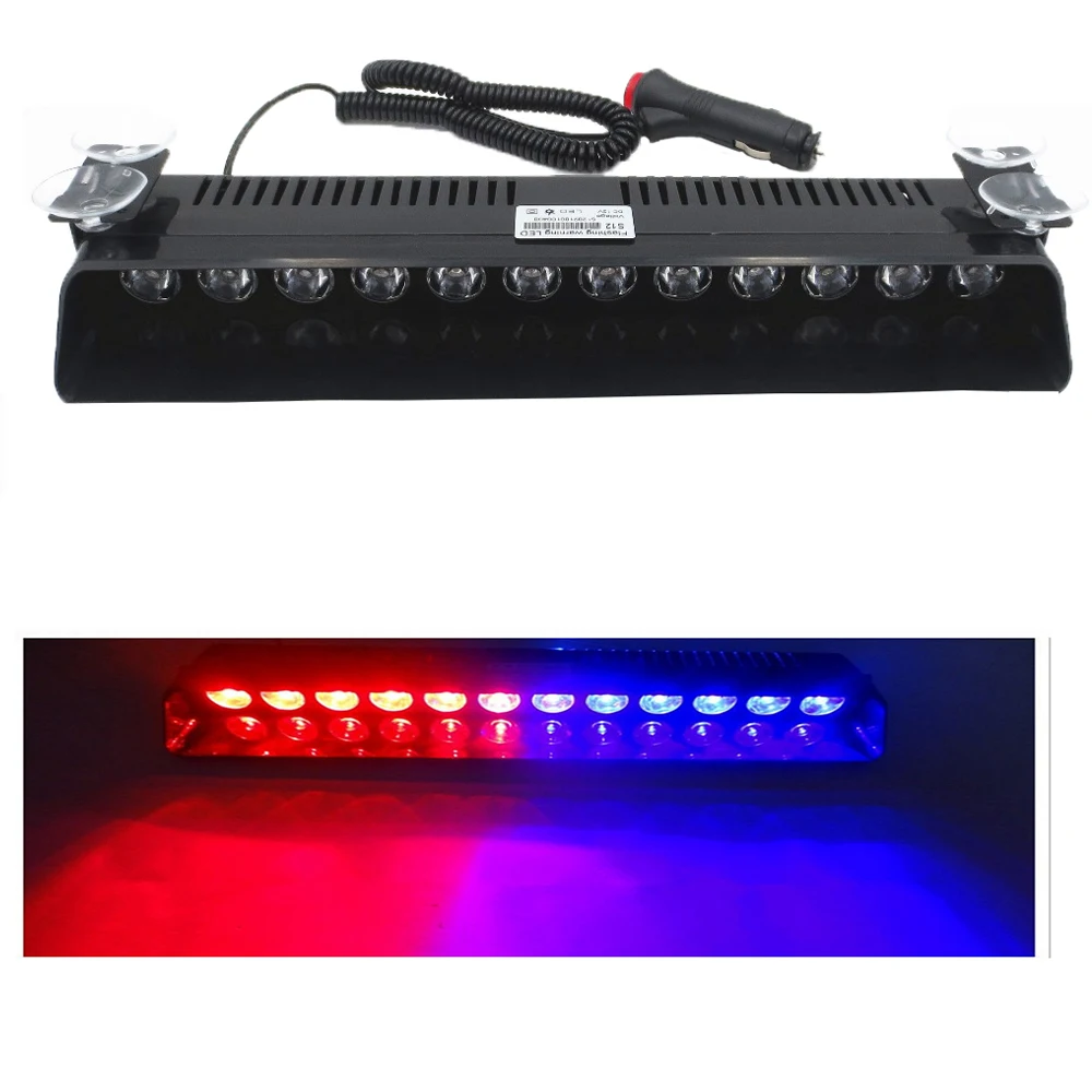 12-LED-Bar-Red-Blue-12V-Emergency-Warning-Traffic-Flash-Light-Advisor ...
