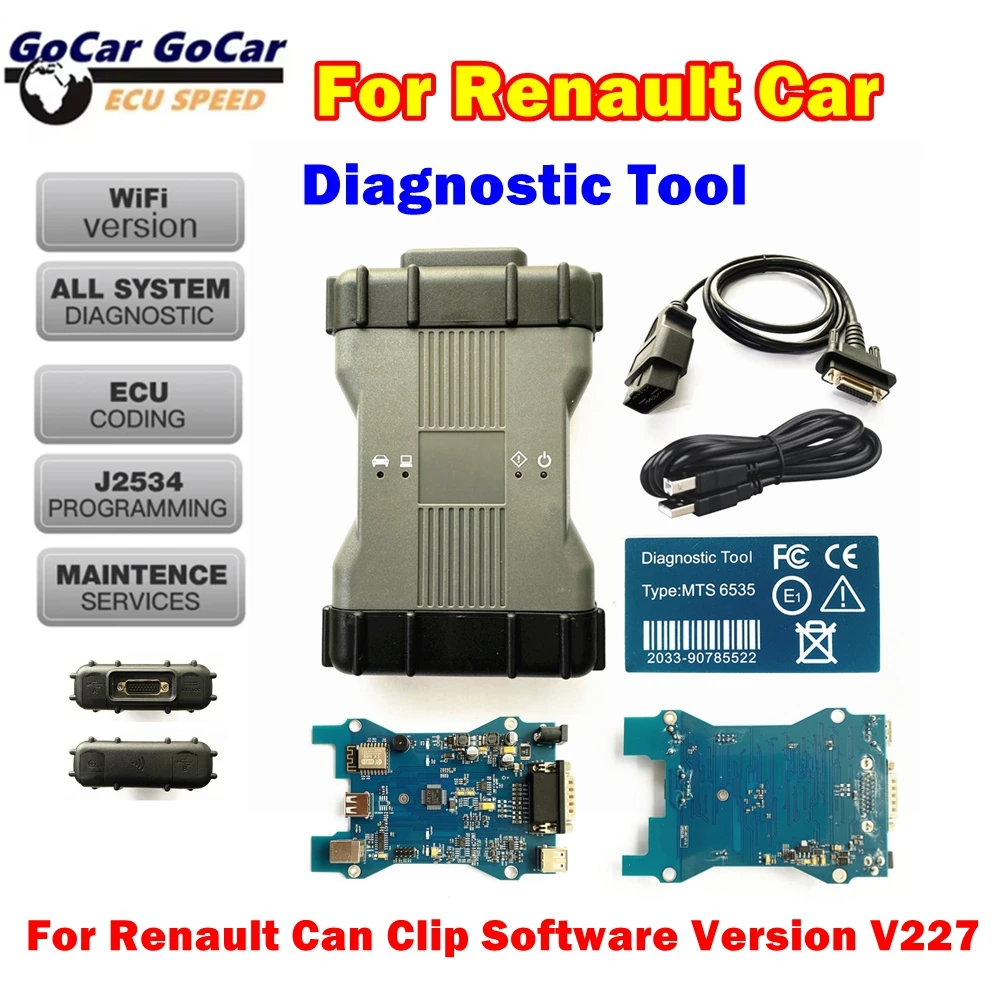 החדש ביותר V227 WIFI USB תומך CAN CLIP עבור רנו קליפ תכנון דיאגנוסטי ...