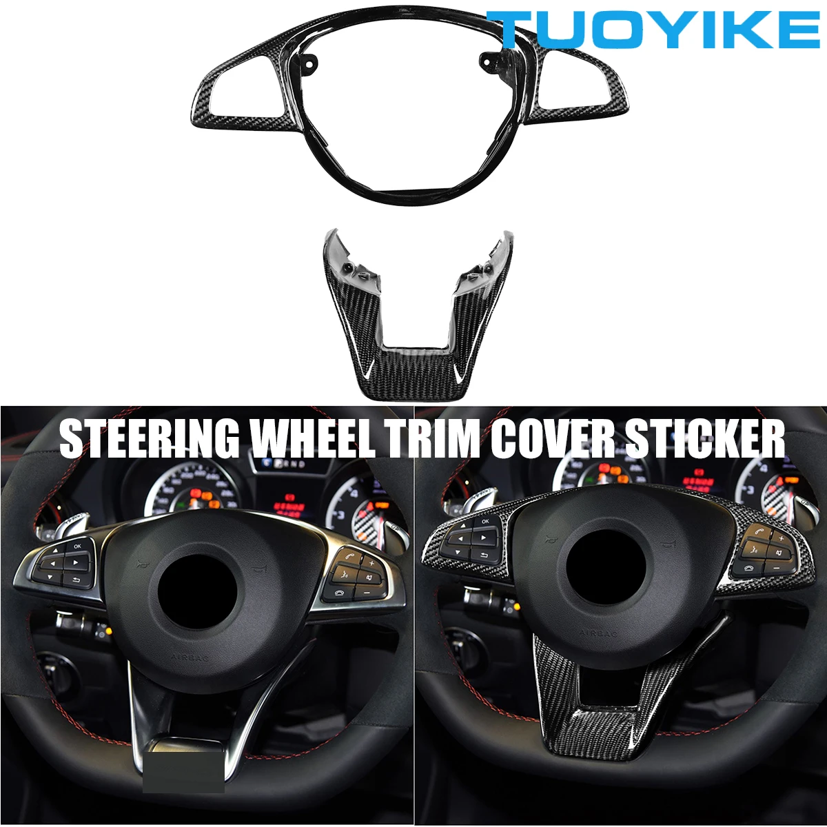Carbon Fiber Neutral Steering Wheel Trim For Mercedes BENZ AMG W205 C63 ...