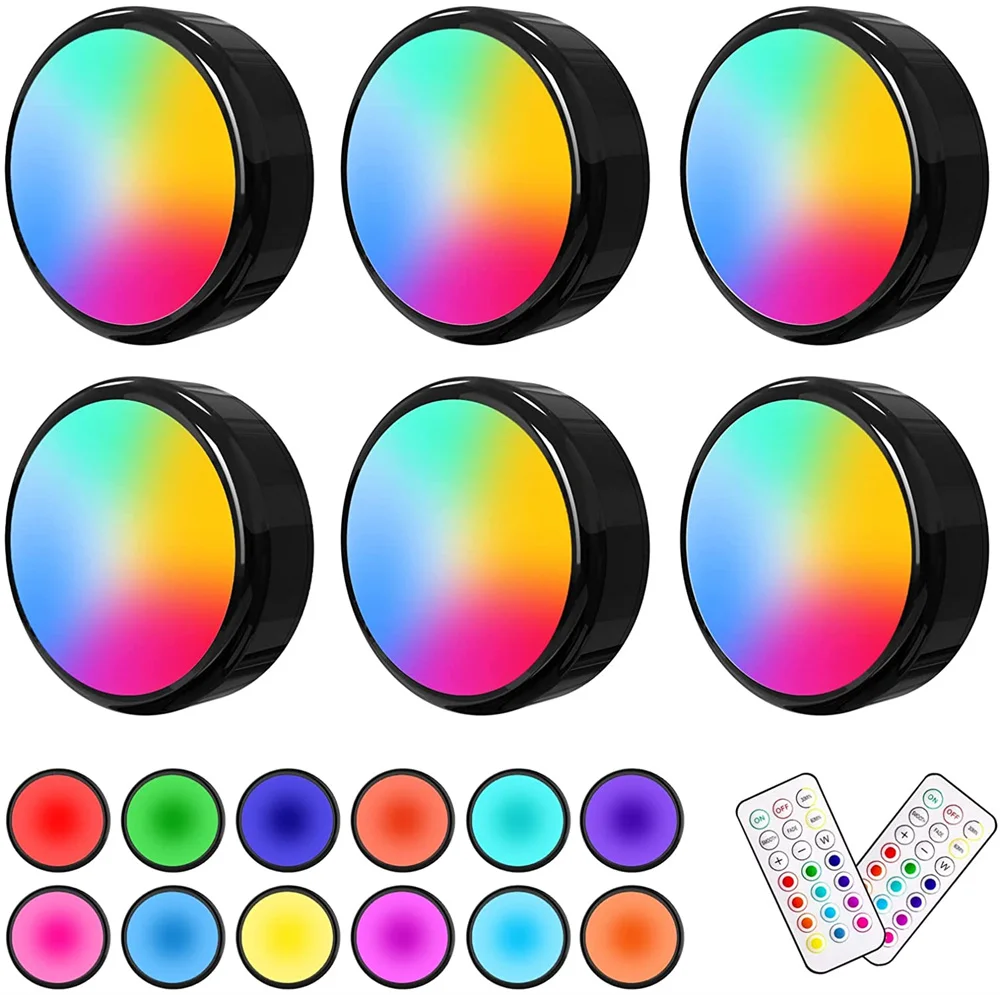 Pilli-LED-dolap-kablosuz-RGB-13-renkler-LED-Puck-i-klar-gece-lambas ...