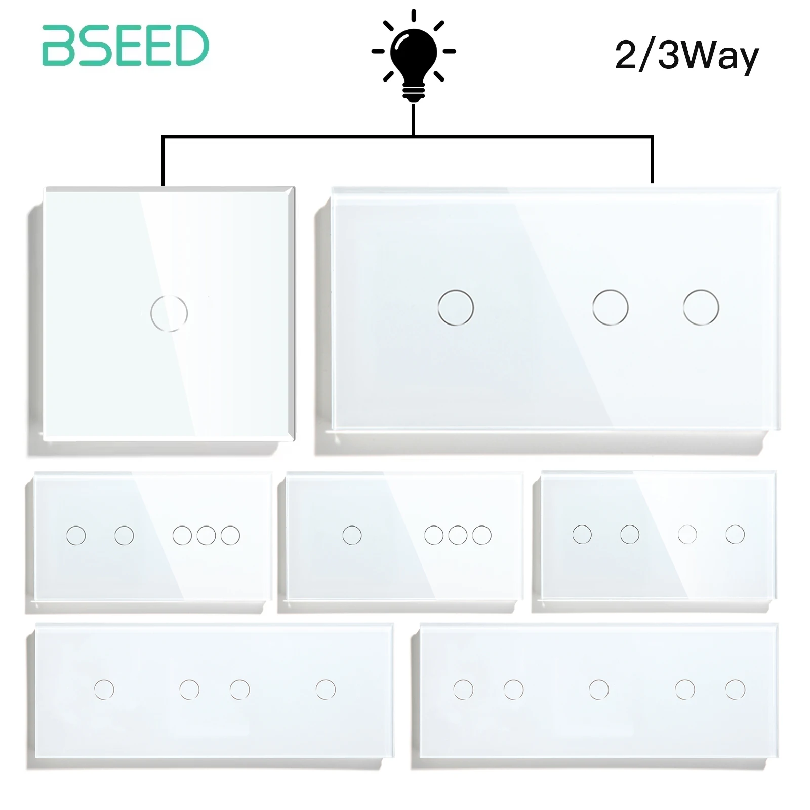 BSEED 1/2/3Gang Touch Light Switches 1/2/3Way For Stairs Hallway EU ...