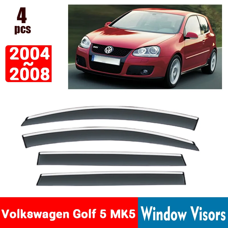 FOR VW Golf 5 V MK5 TDI GTI R32 2004 2008 Window Visors Rain Guard ...