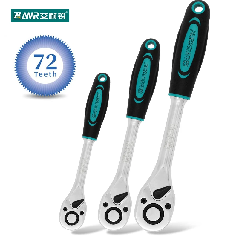 1/2 Inch 3/8 Inch 1/4 Inch Drive Ratchet 72-Tooth Reversible Quick Release 10 Inch Oval Head CR ...