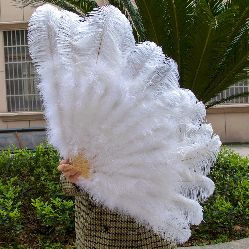 Natural-White-Ostrich-Hand-Feather-Fans-for-Stage-Performance-Dancer ...