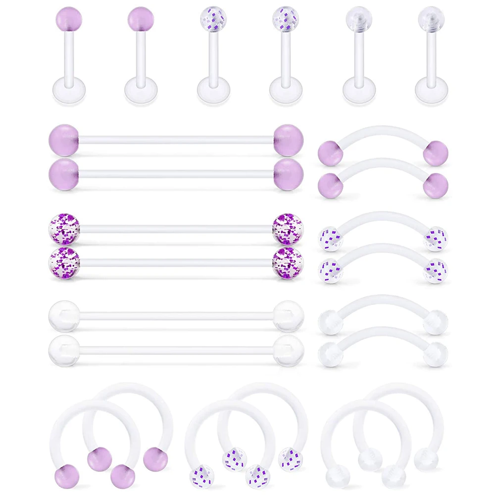 Clear-Cartilage-Earring-Piercing-Retainers-Flexible-Acrylic-Helix-Hoop ...