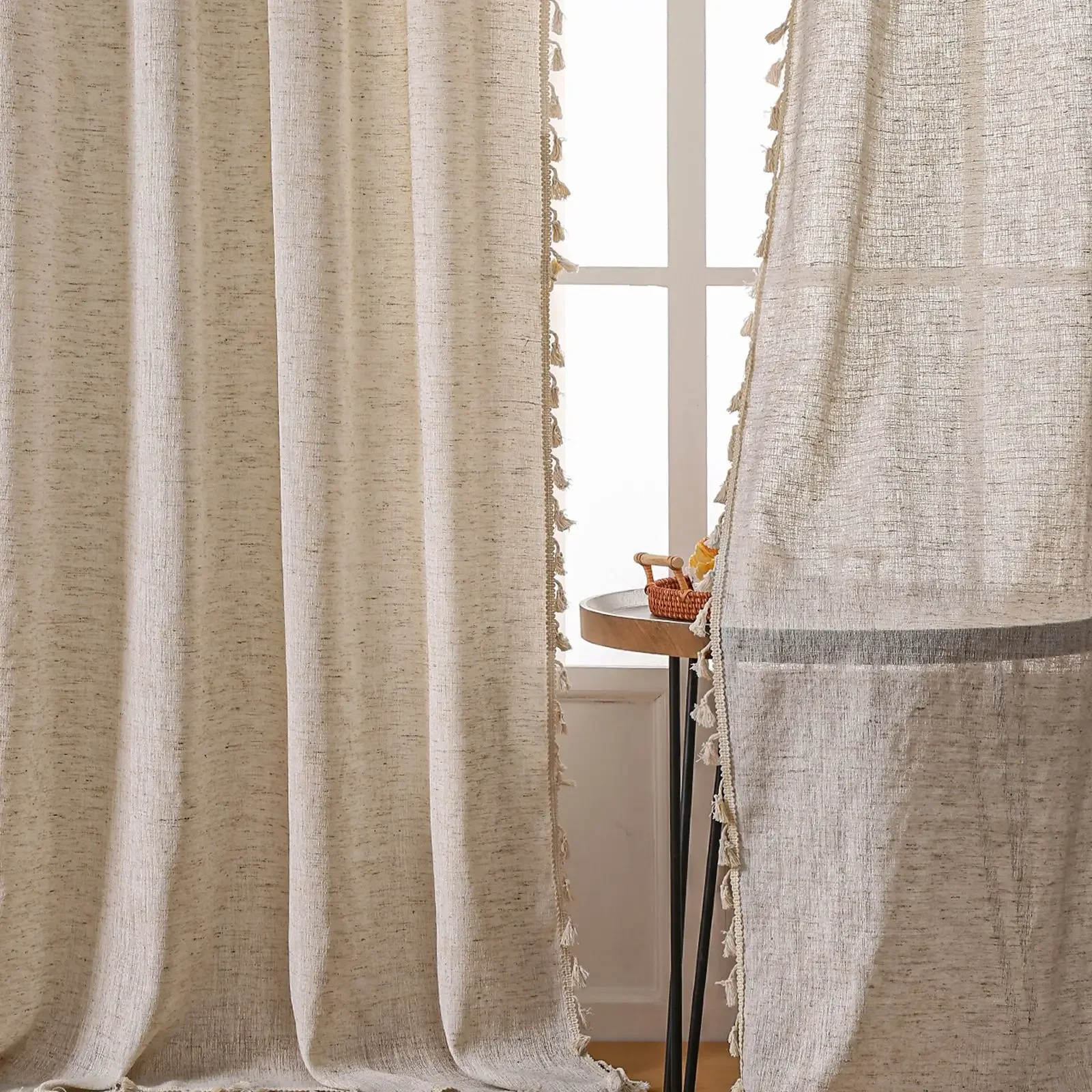 Boho-Linen-Semi-Blackout-Curtains-1-Panel-Rod-Pocket-Farmhouse-Cream ...