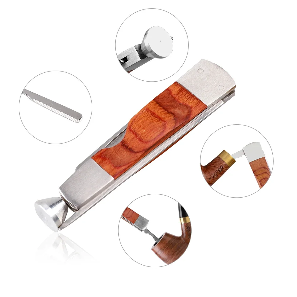3 in 1 Red Wood Tobacco Smoking Stainless Steel Pipe Clean Tool , for ...