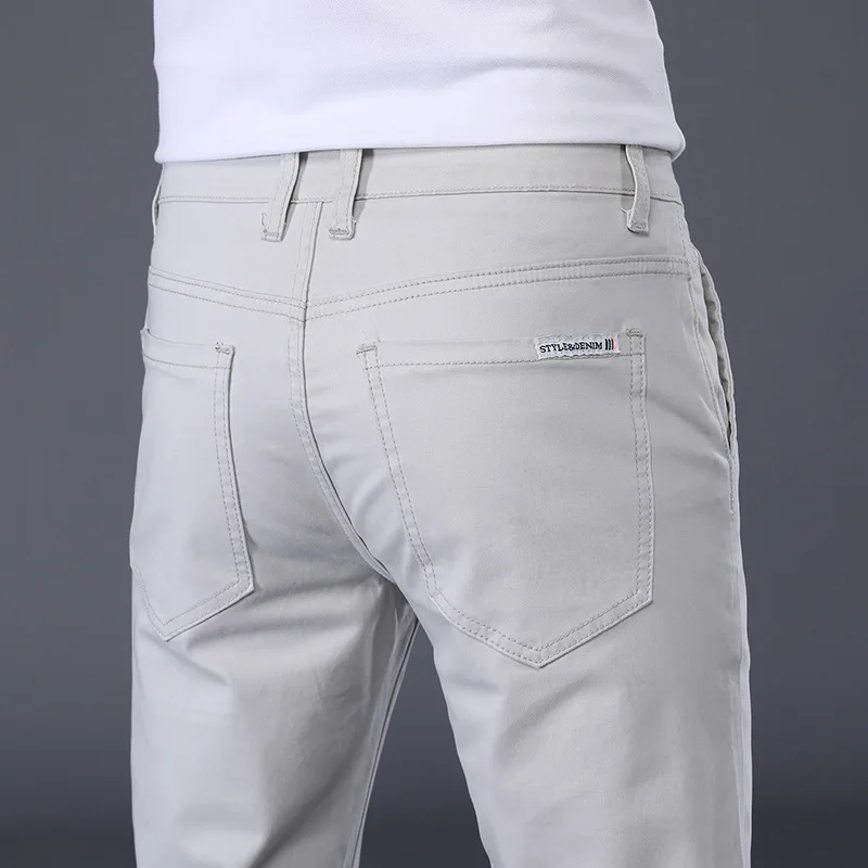 Brand-High-Quality-Pants-Men-Fashion-Stretch-Slim-Straight-Khaki-Grey ...