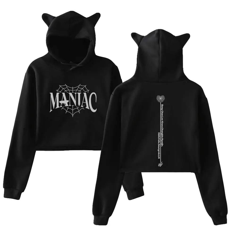 Stray Kids MANIAC Crop Tops Hoodie SKZ 2nd World Tour MANIAC Women Cat ...