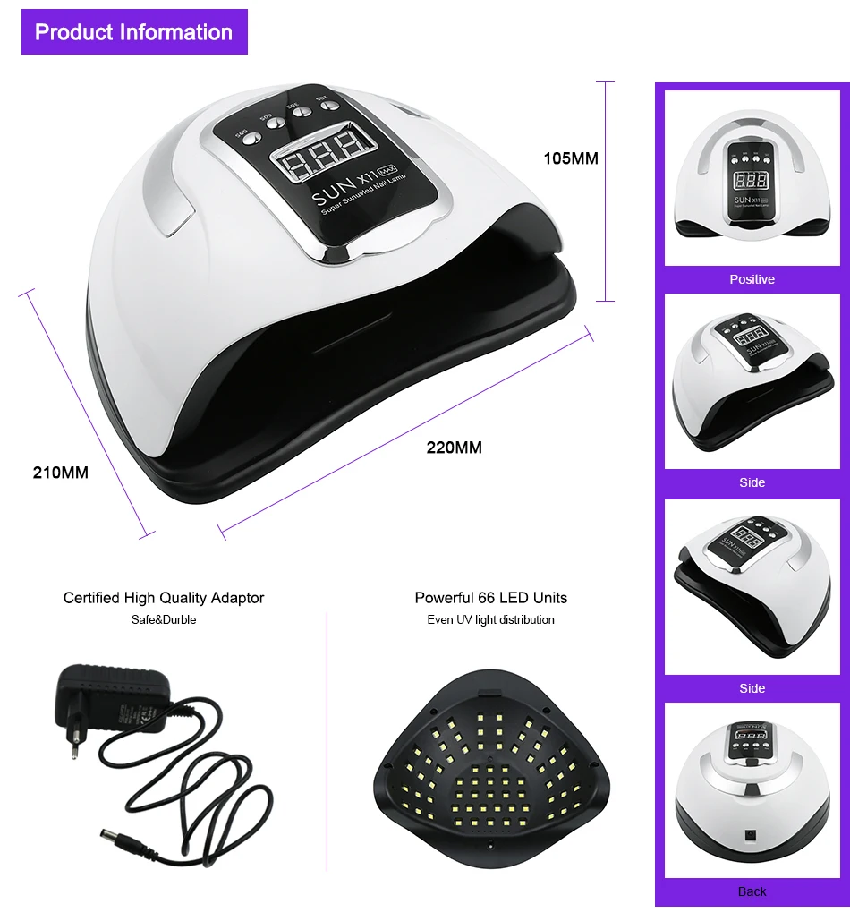 SUN X10 MAX-Lampe LED UV pour Sèche-Ongles,Manucure,Gel VarjuvenNail avec Détection de Mouvement ...