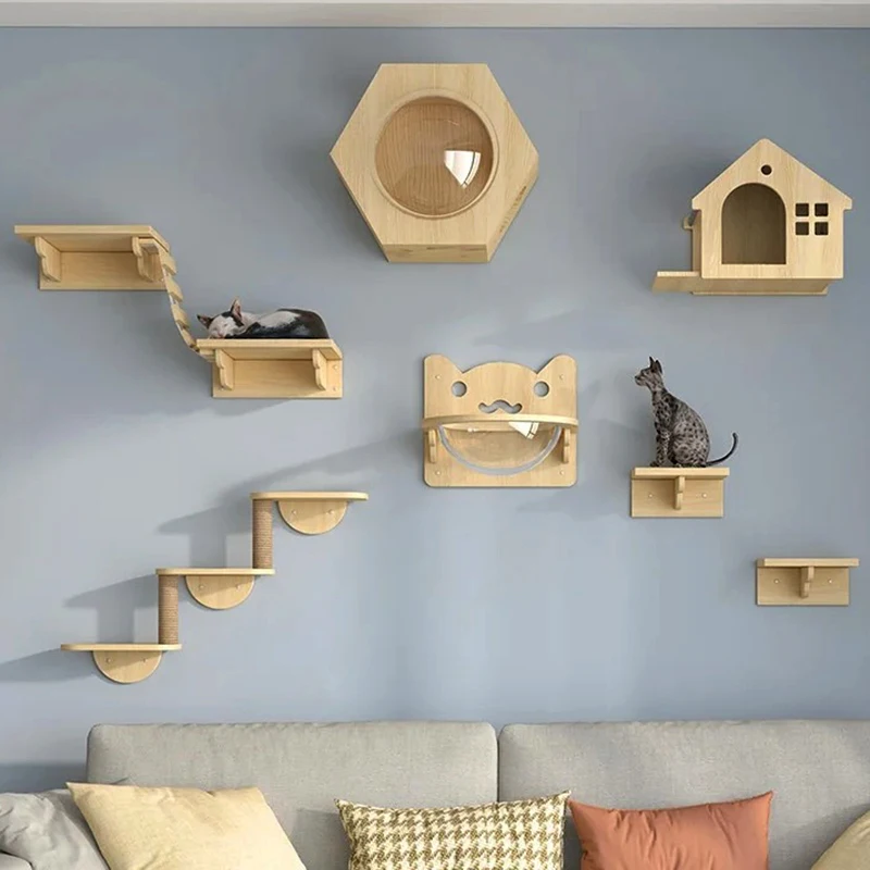 Cat-Scratchers-Cat-Climbing-Frame-Wall-mounted-Climbing-Ladder-Hammock ...