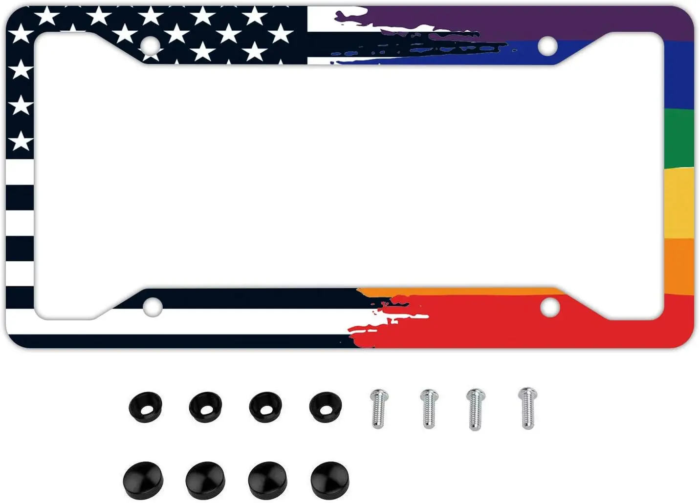 Gay-Pride-License-Plate-Frame-Rainbow-America-Flags-Car-Plates-Cover ...