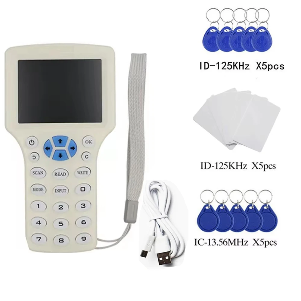 10-Frequency-NFC-Smart-Card-Reader-Writer-RFID-Copier-Duplicator-125KHz ...