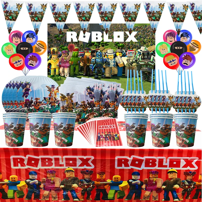Roblox-Happy-Birthday-Decoration-Tableware-Set-Paper-Plate-Cup-Straw ...