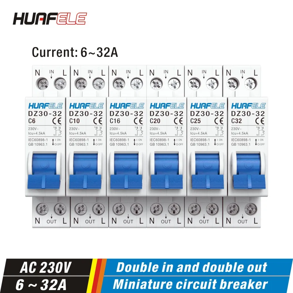 DZ30-32 DPN 1P+N Mini Circuit Breaker MCB 6A 10A 16A 20A 25A 32A Din Rail Mounting Cutout ...