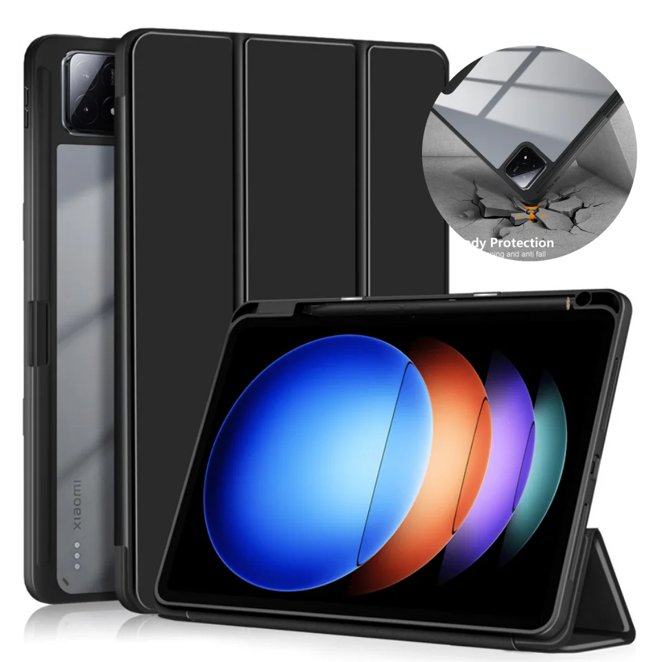 For-Xiaomi-Pad-6S-Pro-12-4-Case-with-Pen-Holder-Folding-Stand-Acrylic ...