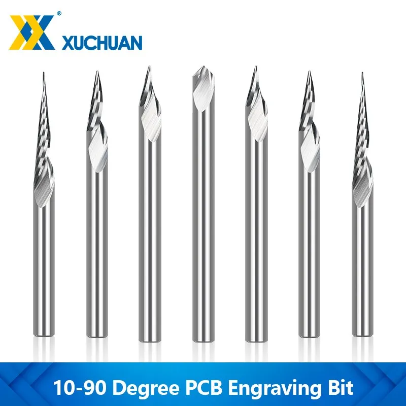 Pcb Engraving Bit 3.175mm Shank V Shape Carving Bits 20-60 Degrees ...