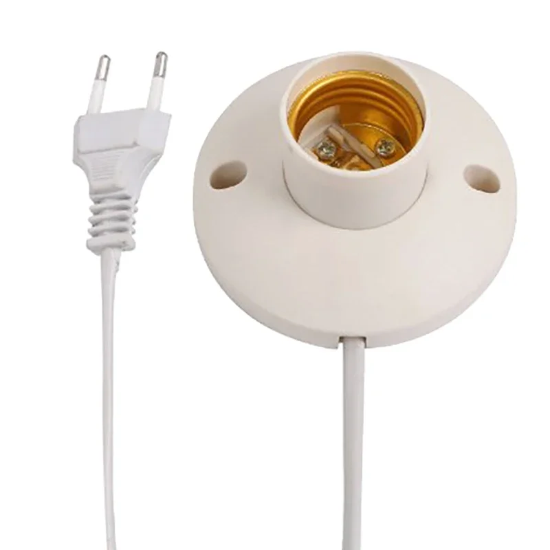 EU LED Stand Lamp Holder E27 Bulb Plug Dome Socket With Cable Base For ...