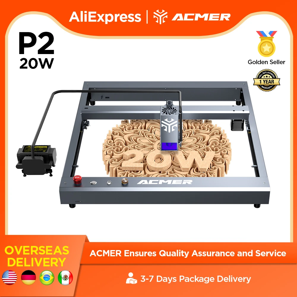 ACMER-P2-20W-Laser-Engraver-Cutting-Machine-Automatic-Air-Assist-CNC ...