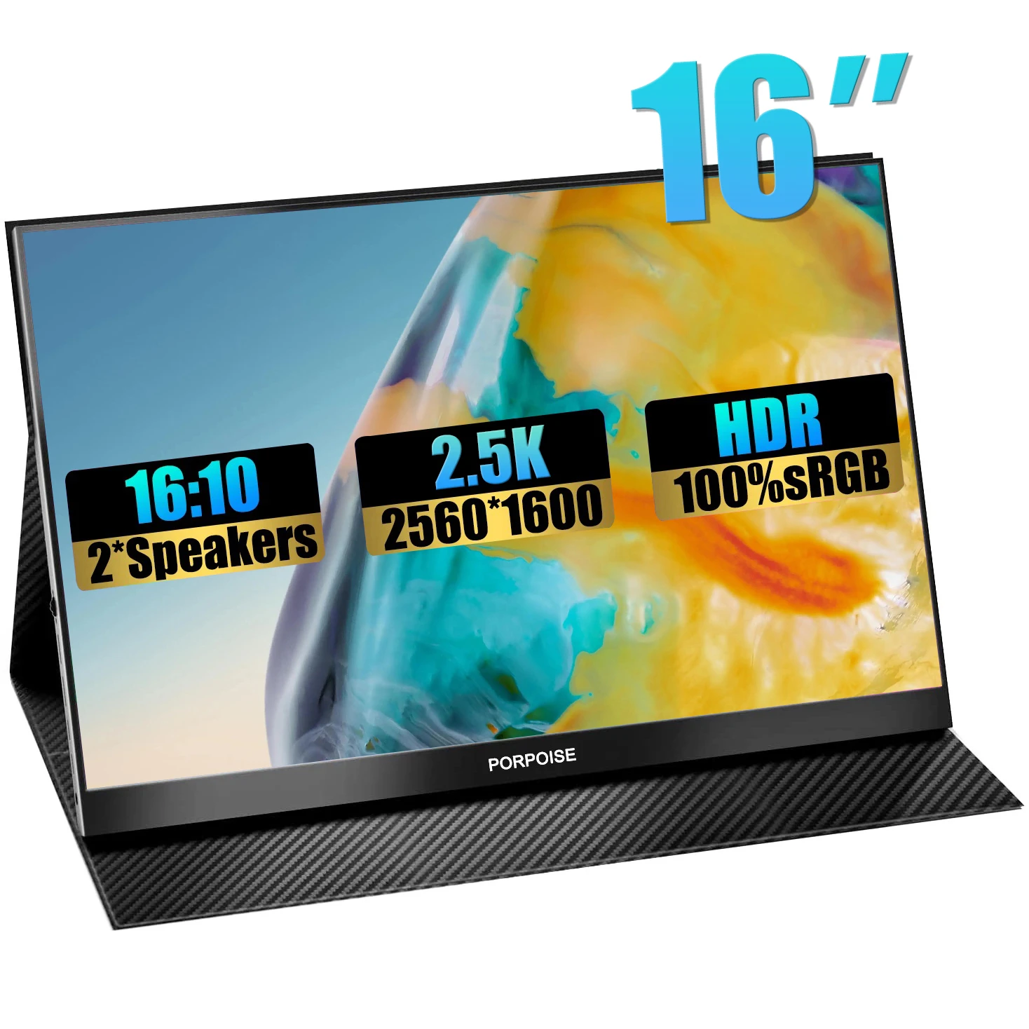 2.5k 16'' Monitor Ultra-slim 2560x1600 Ips Portable Display 16:10 Hdr ...