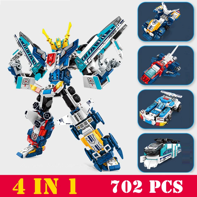 High Speed Train Series 4 Car In 1 Mecha Deformation Robot Building ...