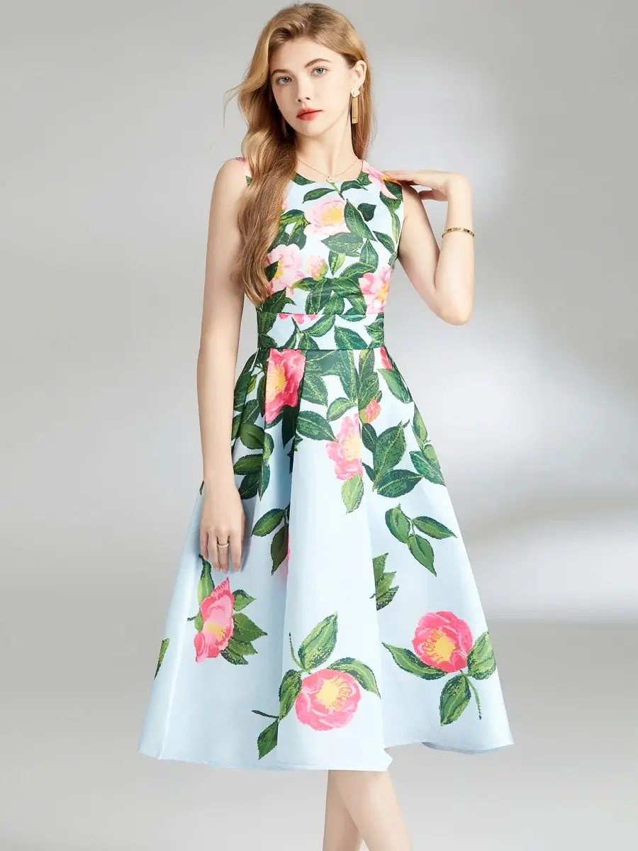 Summer-Holiday-Floral-Print-Party-Dresses-Women-Beach-Sleeveless-Vest-O ...