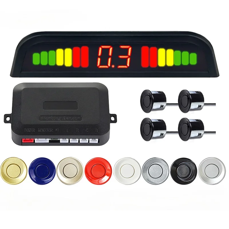 Car-LED-Parking-Sensor-Kit-4-Sensors-22mm-Reverse-Radar-Sound-Alert ...