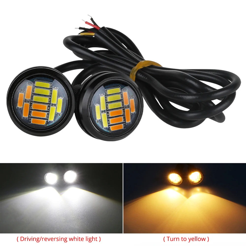 2X-23mm-12Smd-Eagle-Eye-Turn-Signal-White-Yellow-DayTime-Running-Lights ...