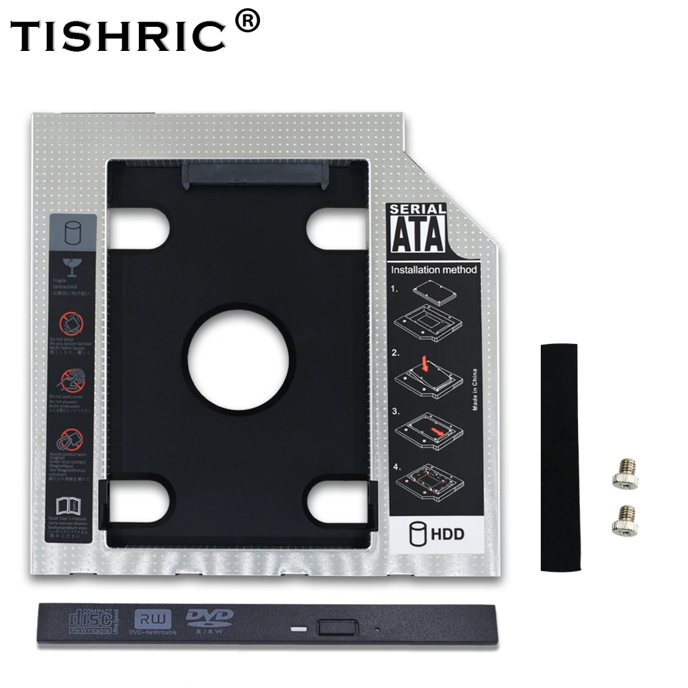 Tishric Aluminum 2nd Second Hdd Caddy 9.5mm 12.7mm Optibay Sata 3.0 2.5 ...