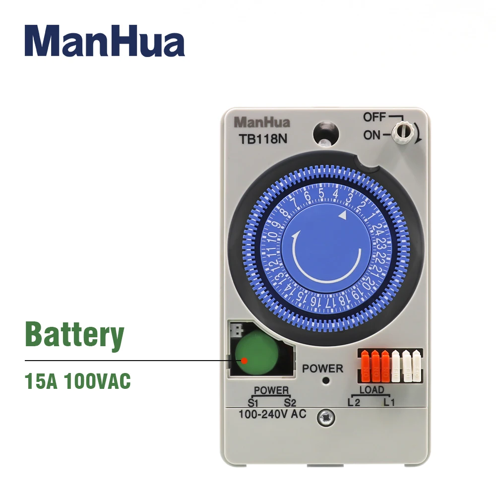 ManHua-TB118N-100-240VAC-50-60Hz-Din-Rail-Mechanical-Timer-Switch-Waterproof-With-Transparent ...