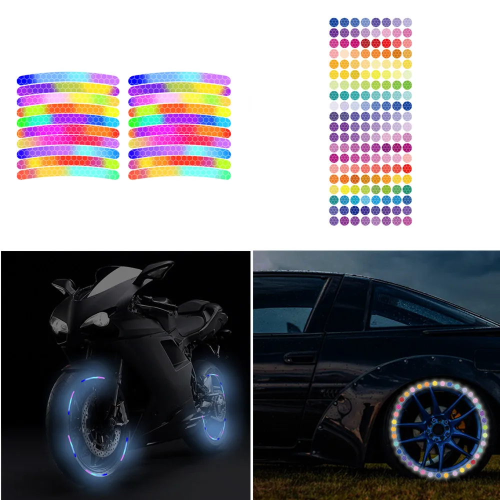 20pcs Rainbow Color Highly Reflective Stickers for Car Motorcycle Wheel ...