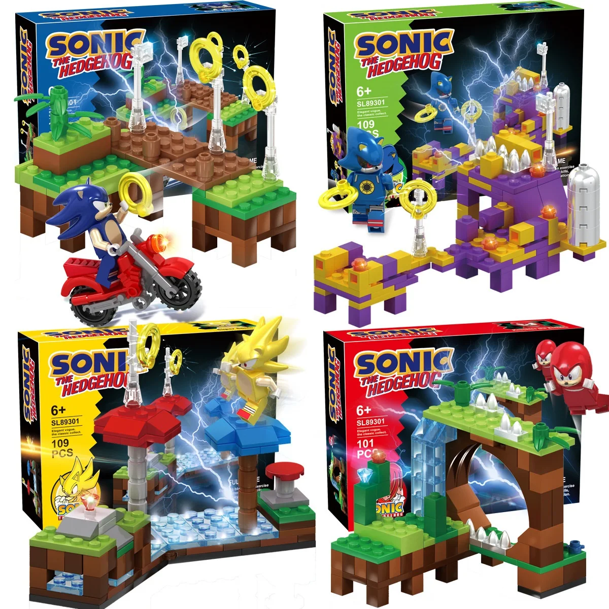 Cartoon Blocks Assembly Toys 4in1Sonic Super Sonic Mouse DIY Puzzle ...