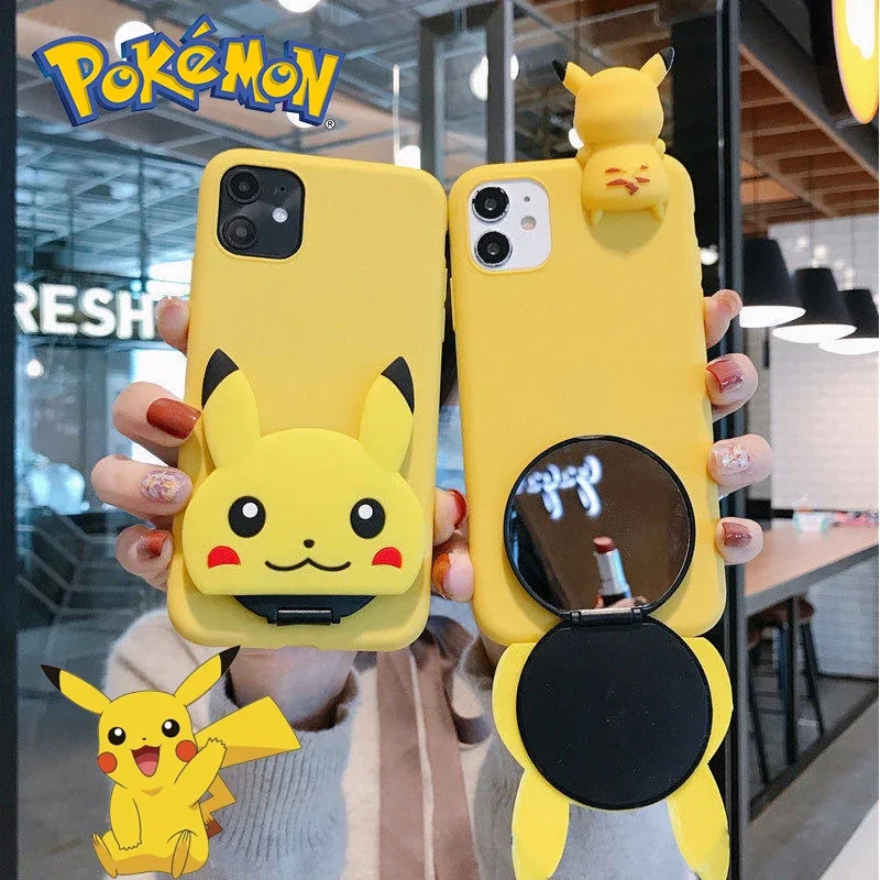 Pokemon-Pikachu-Cosmetic-Mirror-Phone-Case-para-IPhone-13-12-11-Pro-Max ...