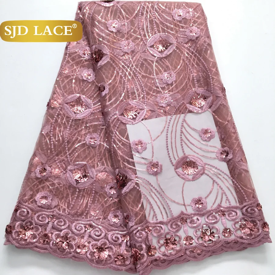 SJD LACE African Pink Sequins Mesh Woman Lace Fabrics 2025 Latest ...