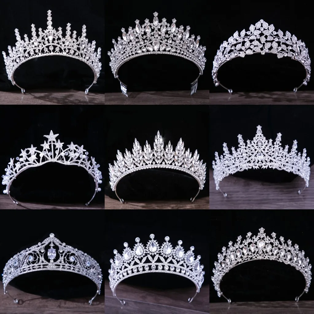Korean Luxury White Crystal Bridal Tiaras Crown Wedding Hair ...