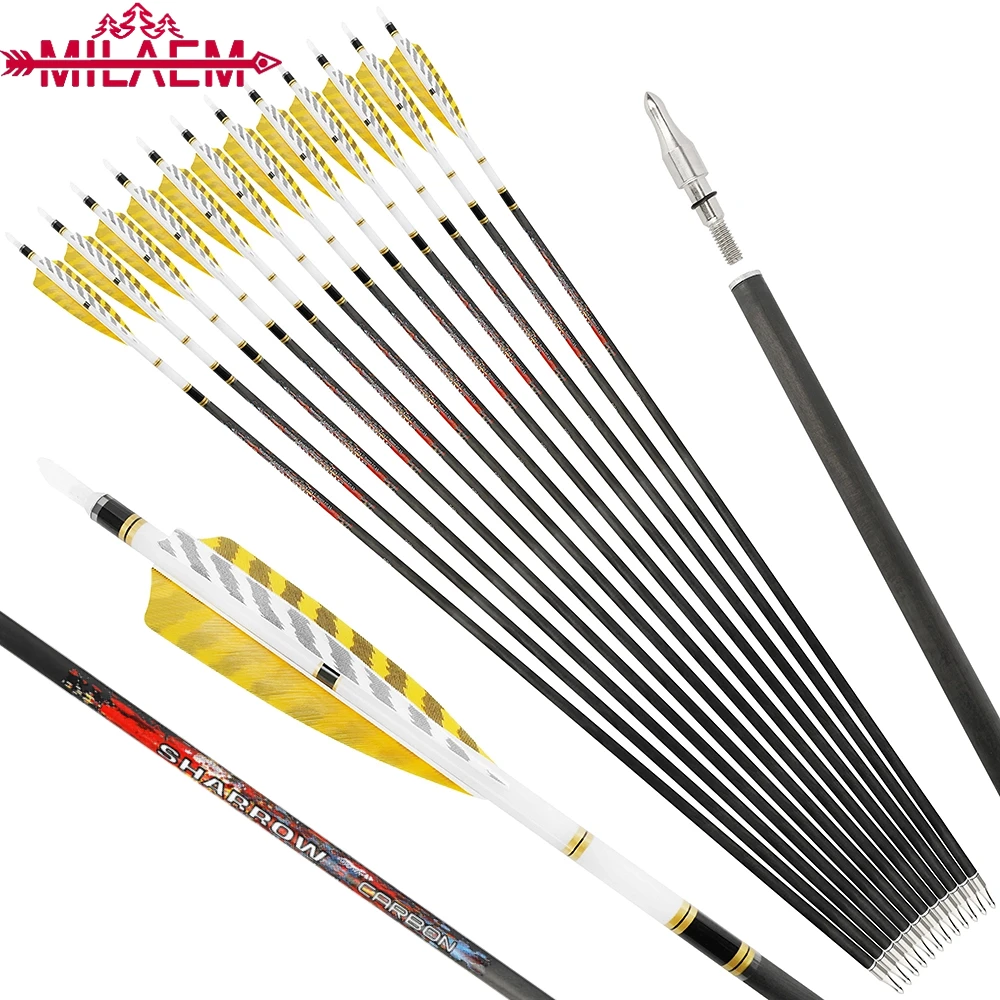 Archery-Arrows-Pure-Carbon-Spine-250-300-350-400-500-600-ID-6-2mm-with ...