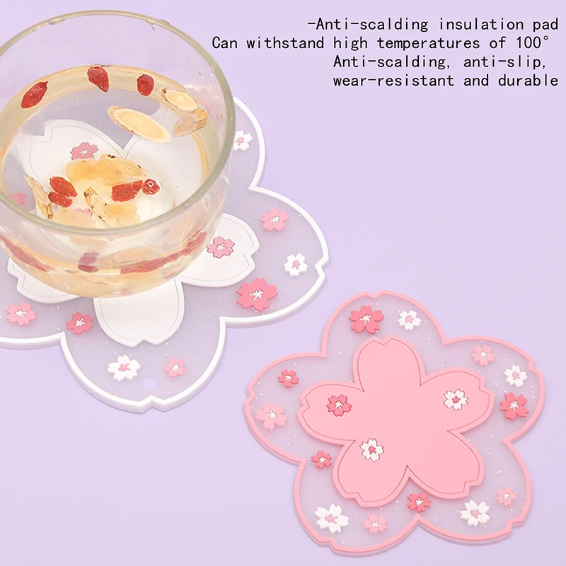 Cherry Blossom Coaster Insulation Mat Non-Slip Mat Household Tea Cup ...