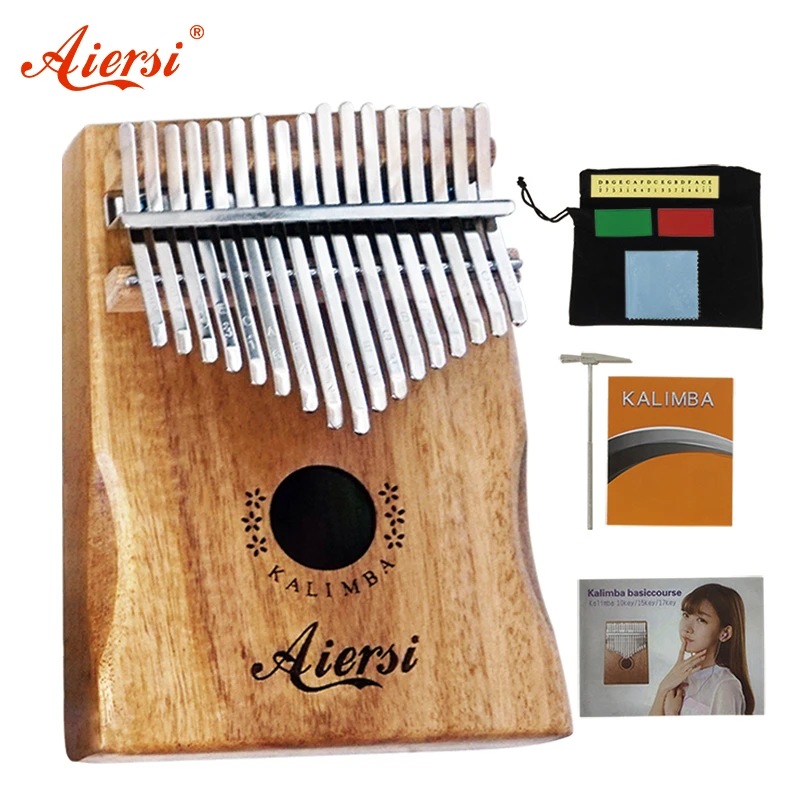Aiersi Solid Koa 17 Keys Kalimba Music Box Finger Piano Keyboard ...