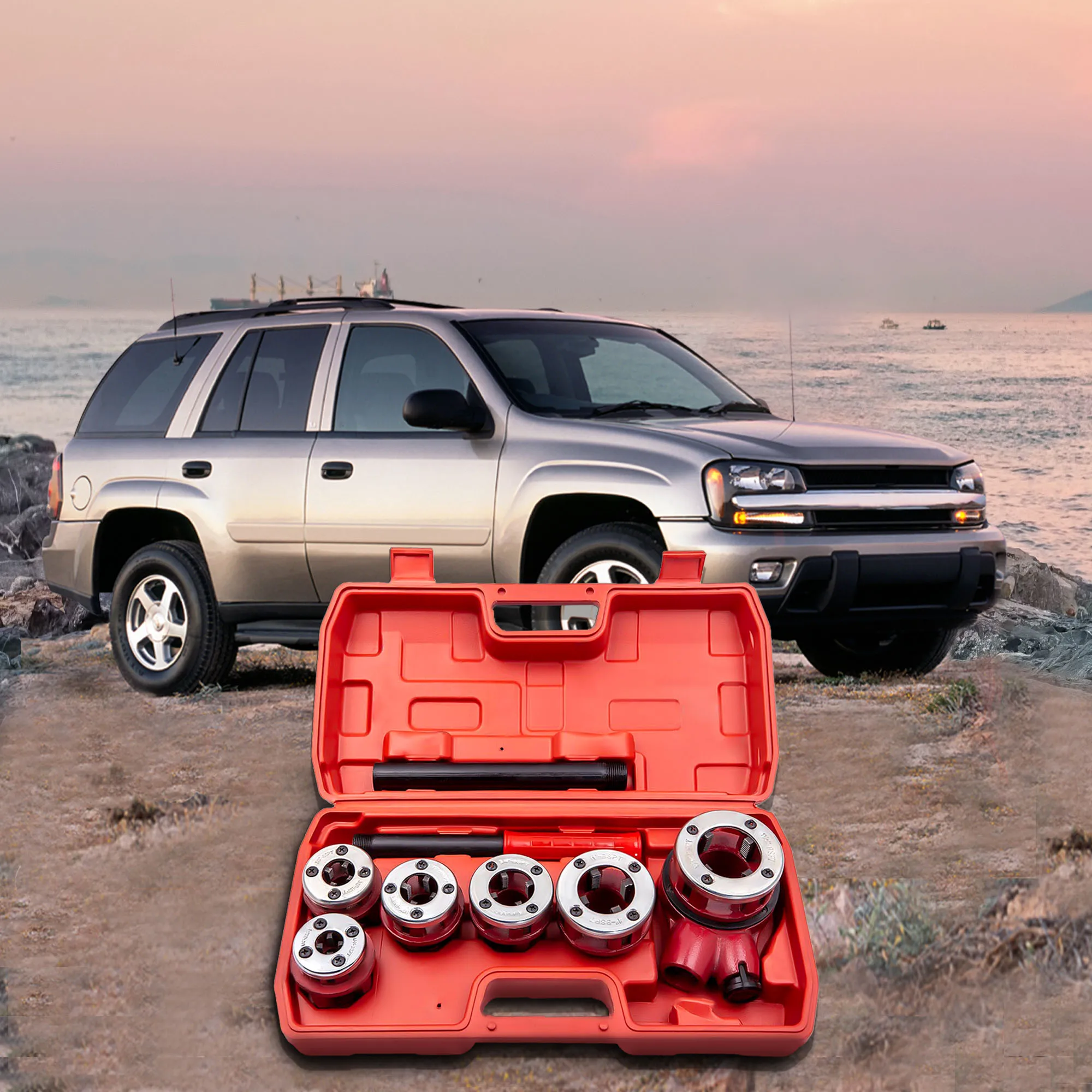 Ratchet-Pipe-Threading-Threader-Die-Bar-Head-Handle-Tool-Set-1-4-3-4 ...