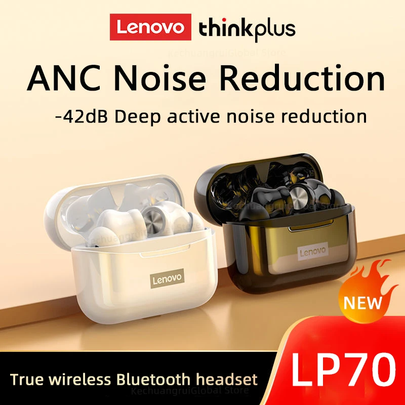 Original-Lenovo-LP70-Wireless-Bluetooth-Headset-5-0-Touch-Control-Noise-Reduction-No-Sense ...