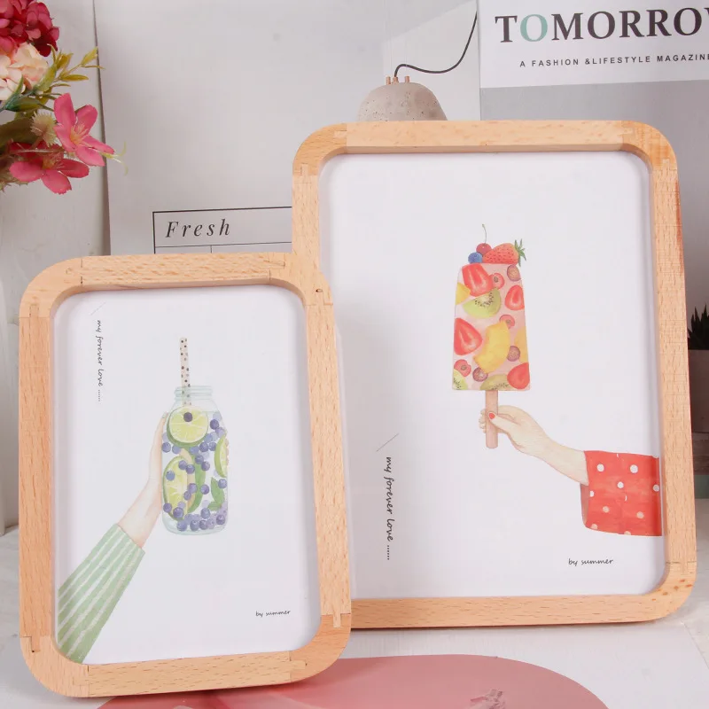 Wooden Rounded Photo Frame Modern Minimalist Home Bedroom Desktop ...