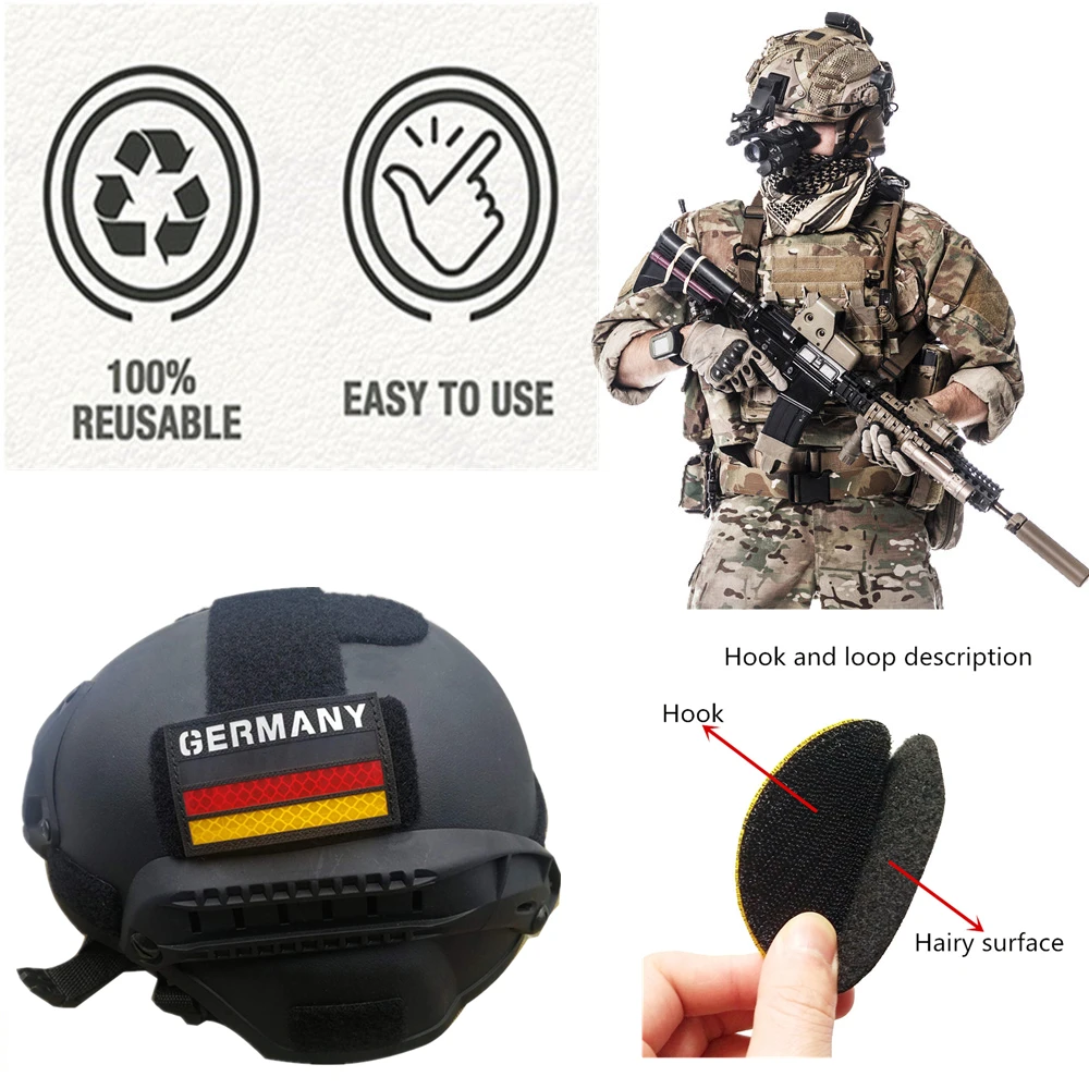 German-Tactical-Military-Morale-Patch-Embroidered-PVC-IR-3M-Reflective ...