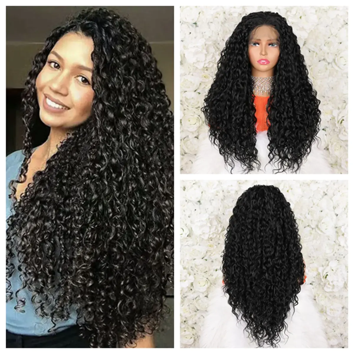 Peruca-longa-afro-encaracolada-para-mulheres-peruca-sint-tica-dianteira ...