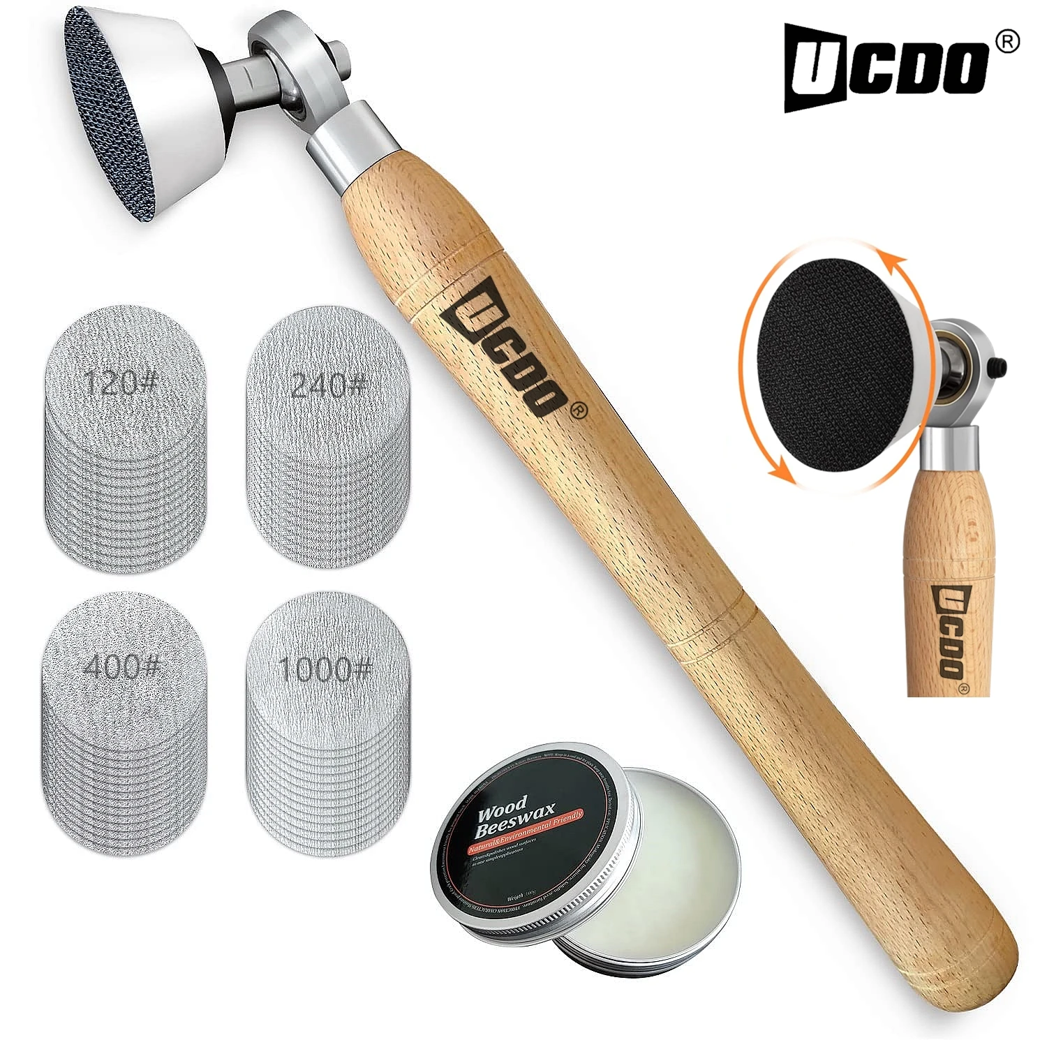 UCDO-Woodturning-Bowl-Sander-Sanding-Tool-Sets-with-Sandpaper-Dual ...