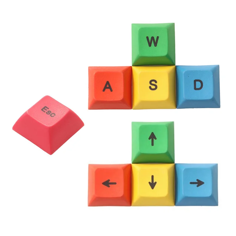 NPKC-WASD-Arroow-ESC-Keycaps-DSA-Supplementary-PBT-Keycap-Red-Yellow ...