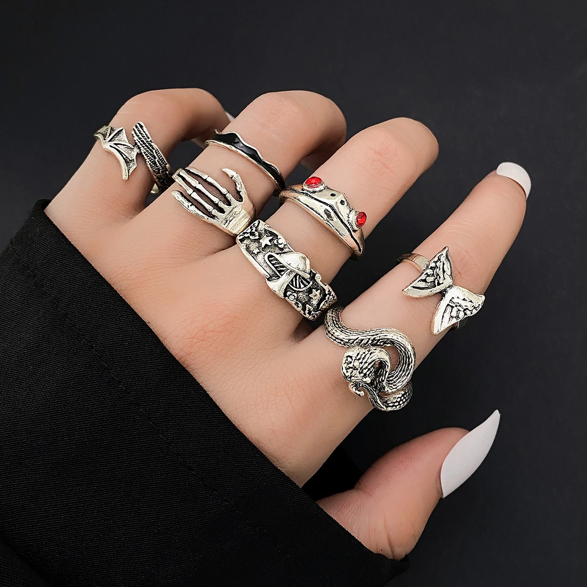 IPARAM-Conjunto-de-anillos-g-ticos-para-hombre-y-mujer-sortija-Vintage ...