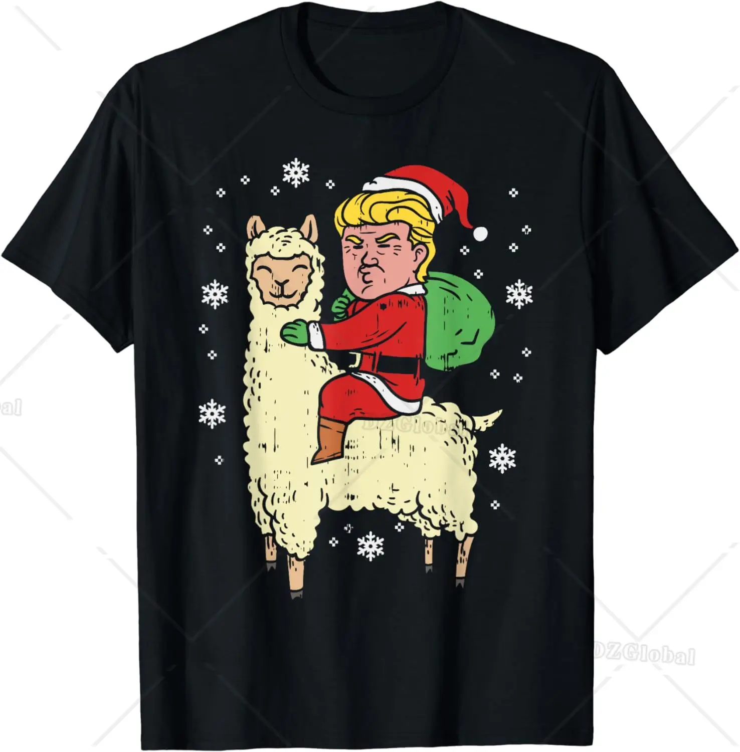 Funny-Christmas-Trump-Shirt-Riding-Llama-Santa-Xmas-Gift-T-Shirt-Women ...