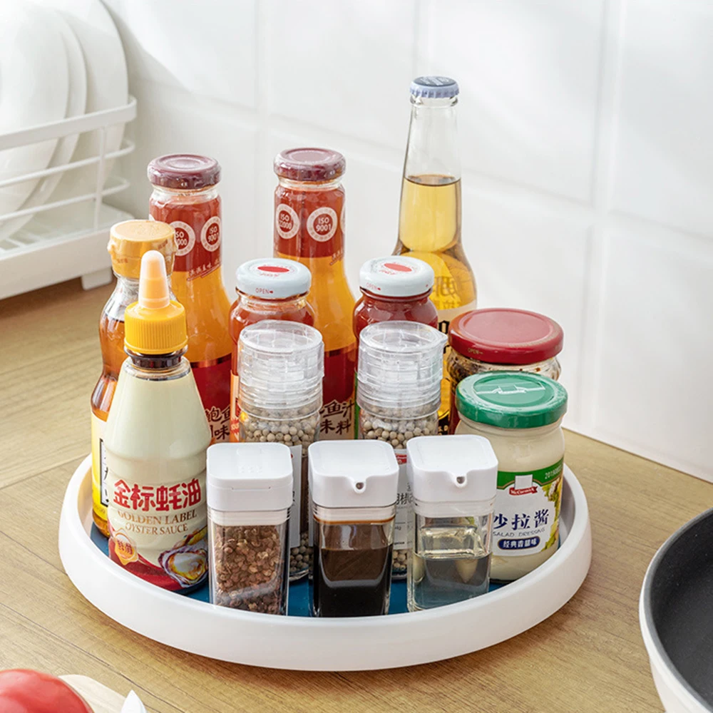 Kitchen Spinning Organizer Rotating Tray 1-Tier Spice Rack Round Shelf ...