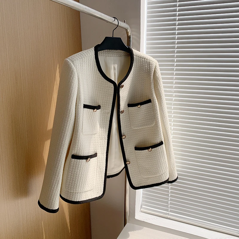 Runway-Fall-Women-s-Single-Breasted-Small-Fragrance-Stripe-Coat-High ...