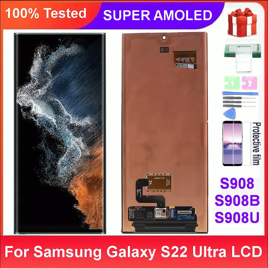 Super AMOLED For Samsung Galaxy S22 Ultra LCD S908 S908B Screen Display ...
